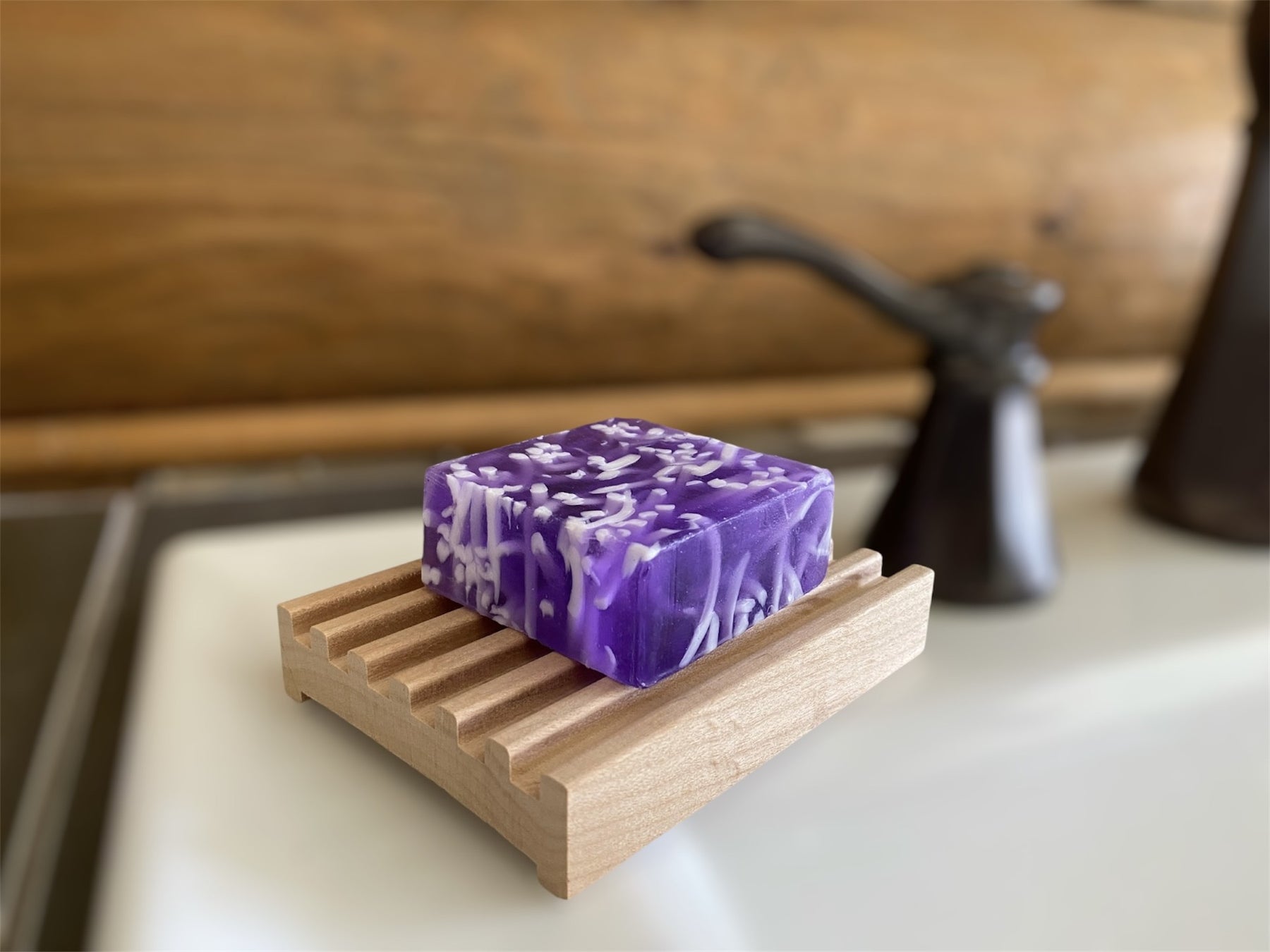 Lifted Soap Dish: Wood Soap Dish - Made in USA